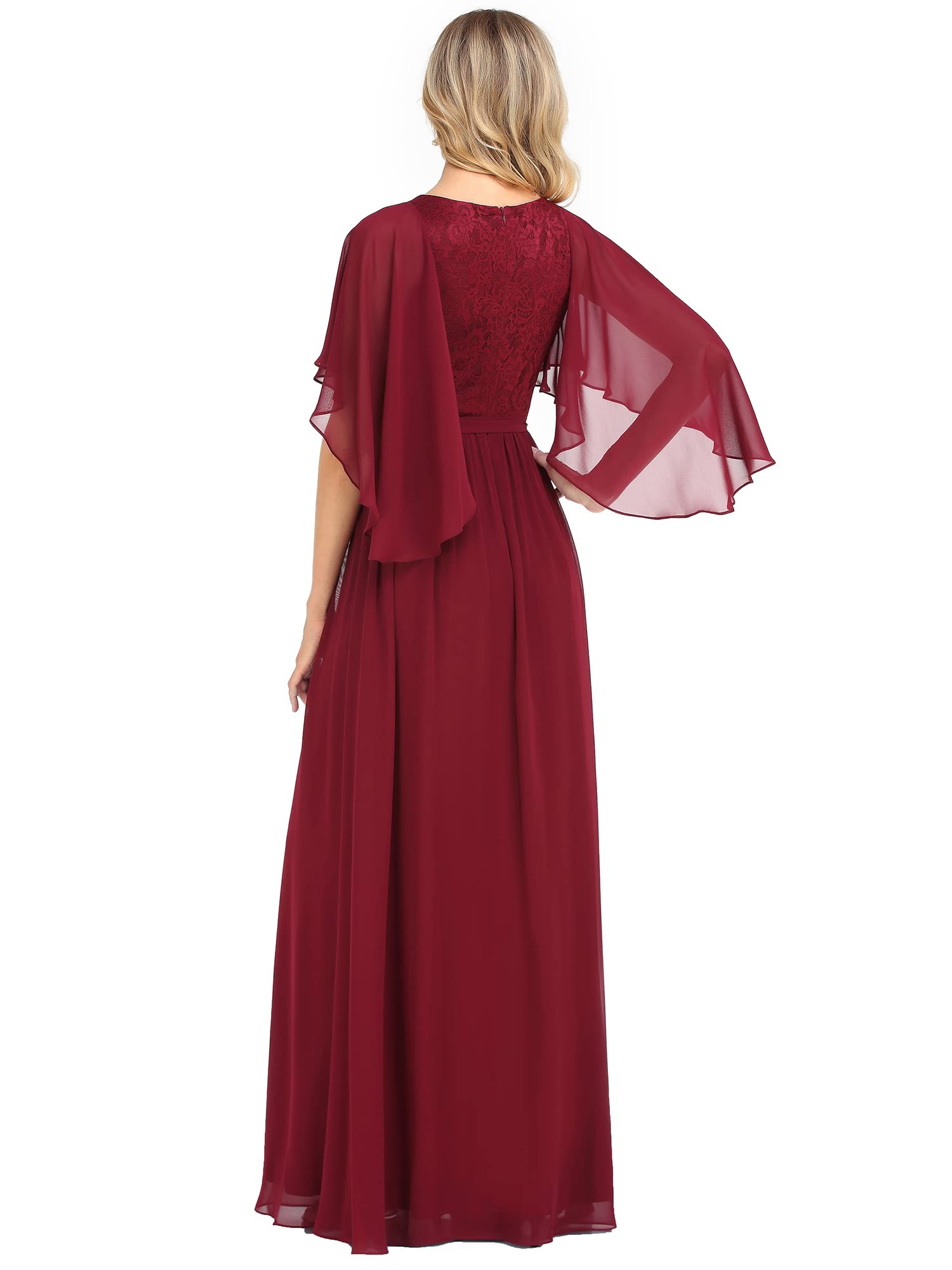 Ever-Pretty Women's Chiffon Maxi A-line Dance Party Dresses Burgundy US14