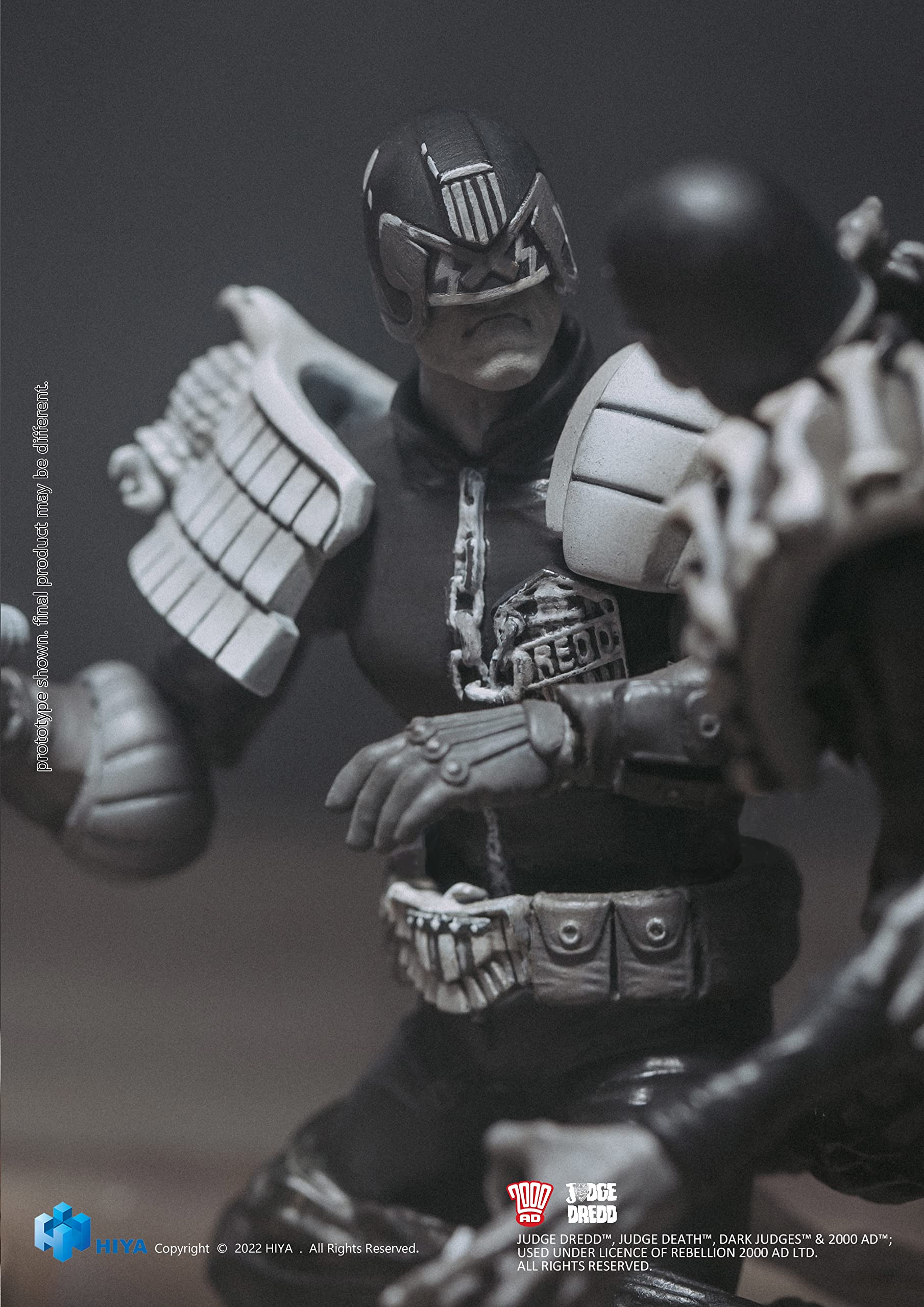 HIYA TOYS Judge Dredd vs Death (Black & White) SDCC 2022 Exclusive 1:18 Scale Action Figure 2-Pack