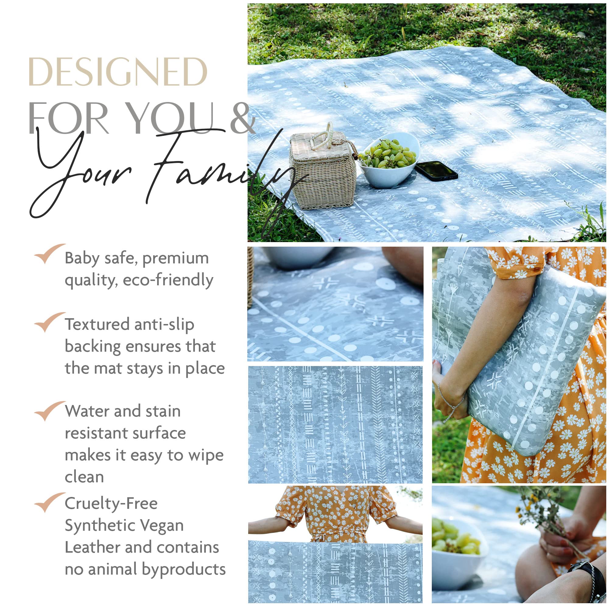Famokids - Eazy Vegan Leather Kitchen Mat, Baby-Safe Kitchen Floor Mat, Non Slip Kitchen Floor Mats, Waterproof Mat for Kitchen Floor, Baby Playroom, & More, Rectangle, 2 x 4 ft, Pearl