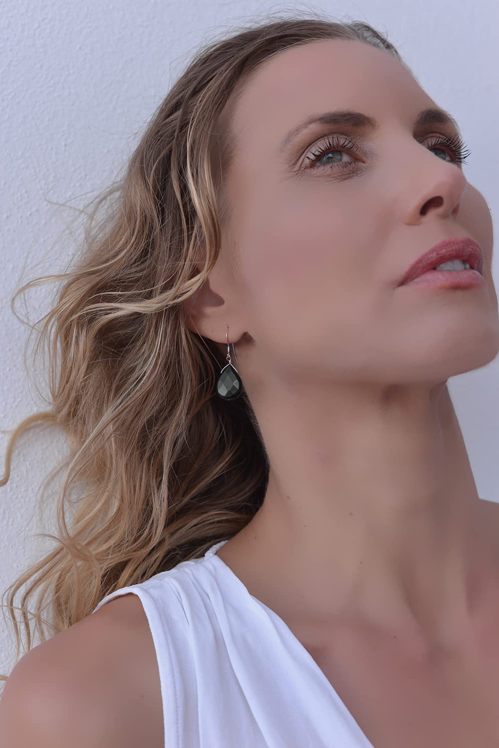 FRONAY Sterling Silver Black Dangle Earrings for Women Fashion Black Onyx Gemstone Teardrop Earrings