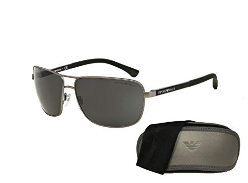 Emporio Armani EA2033 309487 64M Black Rubber/Grey Rectangular Sunglasses for Men+ BUNDLE With Designer iWear Eyewear Kit