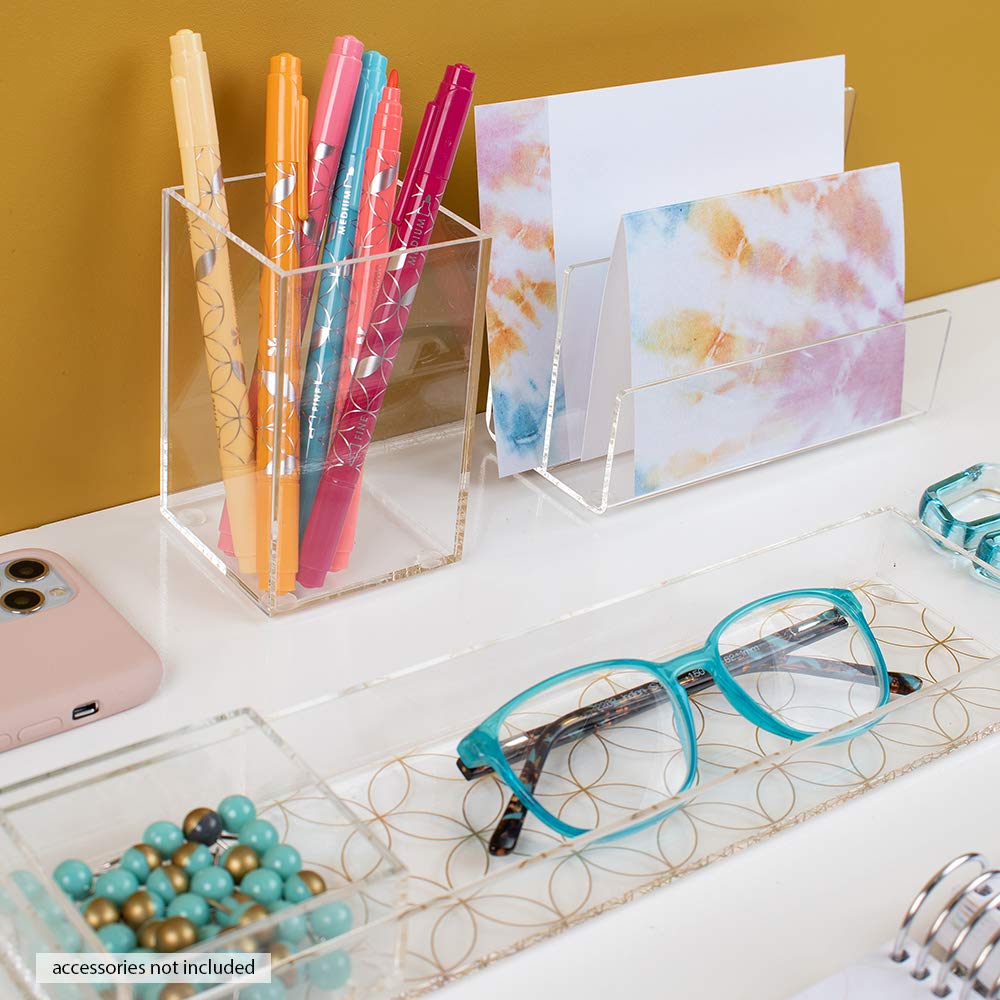 Erin Condren Designer Desk Accessories - Mid Century Circles Acrylic Nesting Desk Organizer Set of 4. Store Accessories Paper & More in One Convenient Organizer, For Elevated Desk Functionality