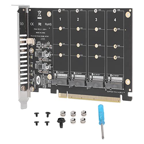 M.2 NVME SSD to PCIE X16 Adapter, PCIE X16 4x32Gbps Expansion Card, Stable Operation, Sturdy DC Power Chip with Nuts for Computer