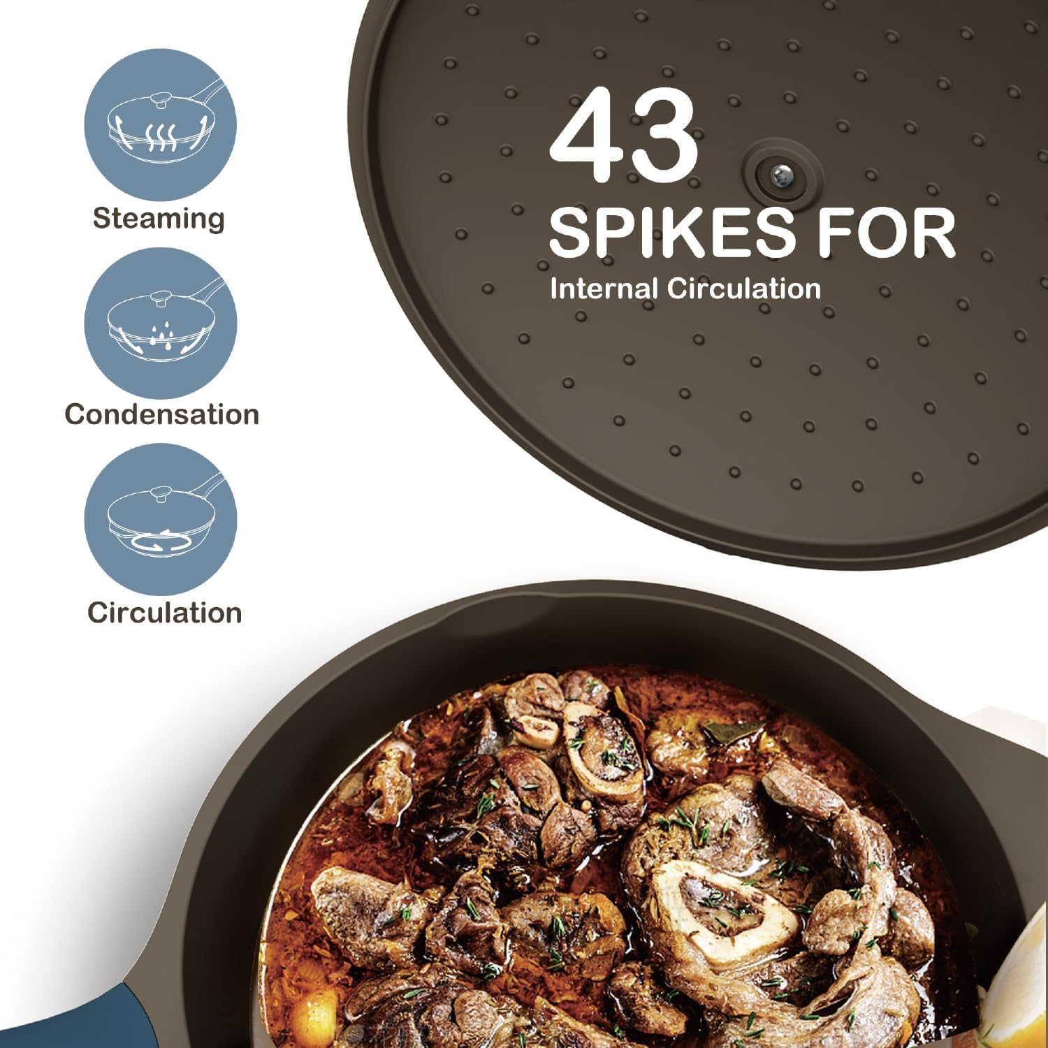 LIGTSPCE Always Nonstick Multipurpose Saute pan,All-in-One Pan,Large Skillet with Strainer,Deep Frying Pan with Lid(11-inch), PFOA Free non stick chef’s pan,Dishwasher and Oven Safe(Cerulean)