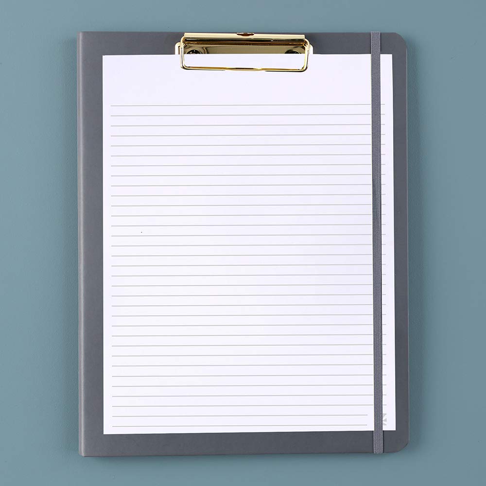 Erin Condren Designer Desk Accessories - Focused Charcoal Clipfolio - Lined Notepad Included. Notepad Measures 8.5" x 11" and Includes 25 Sheets of Note Taking Potential