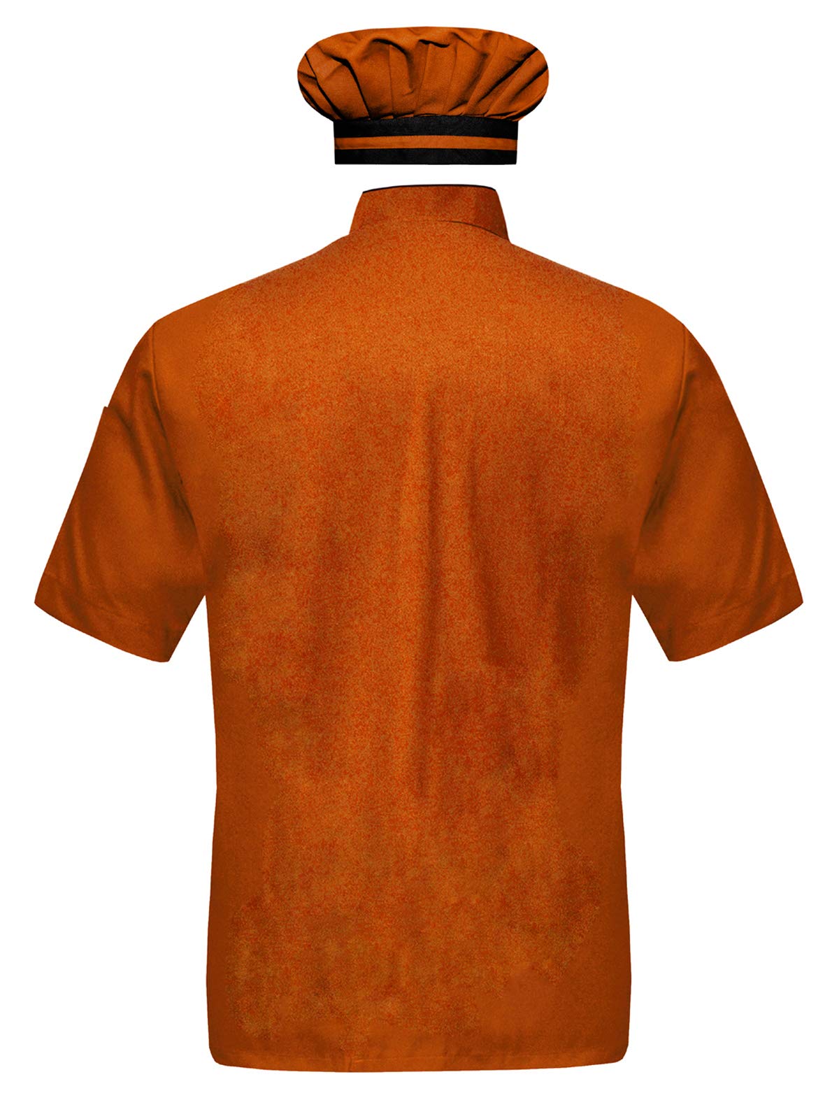 INFOHANDMADE Modeling Men Chef Jacket Half Sleeves in 10 Colours Chef Coat with Cap Orange (Medium)