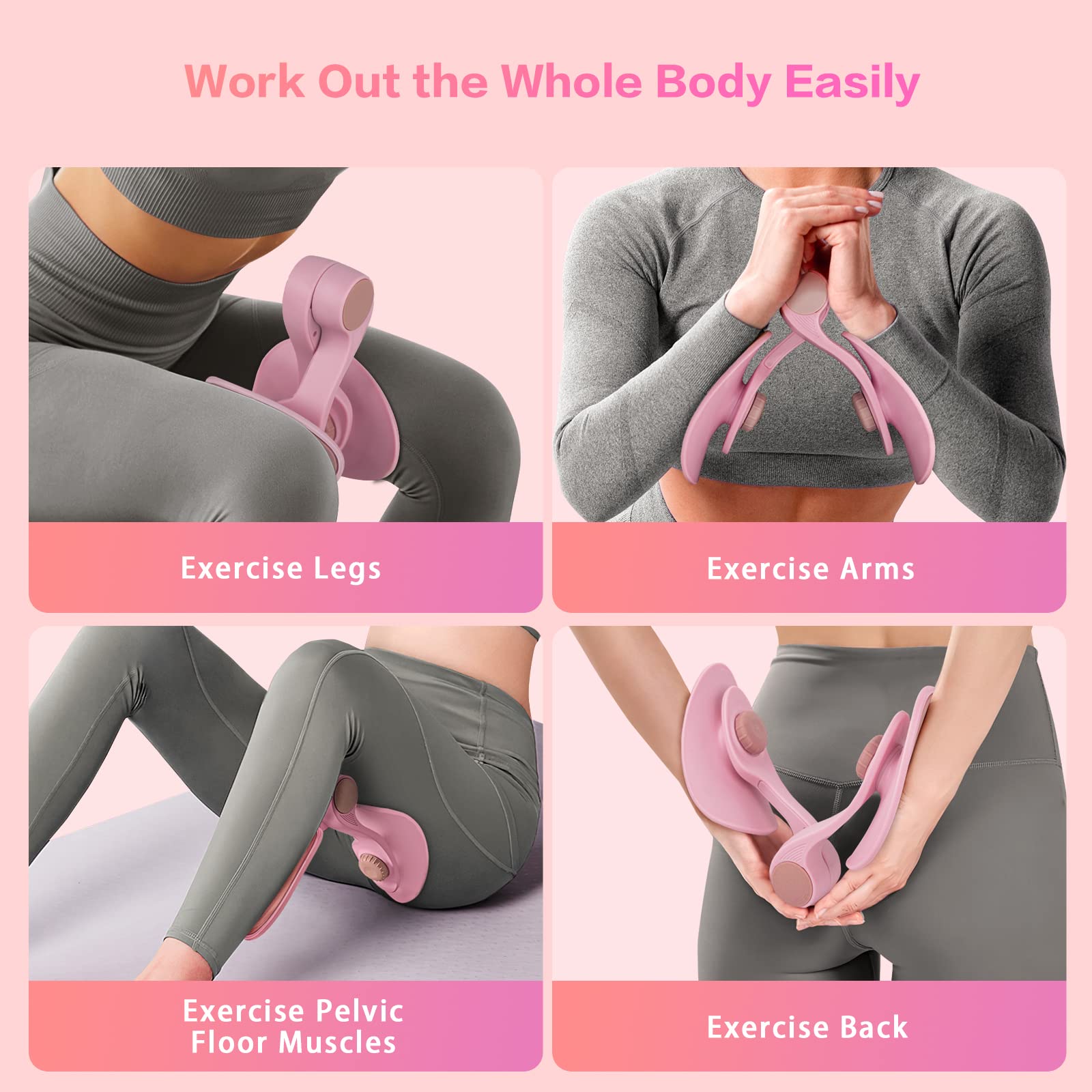 Jesonten Pelvic Muscle Exerciser,Kegel Exercises Device, Thigh Master ,Hip Trainer for Buttocks Correction, Inner Thigh Exerciser, Postpartum Pelvic Repair, Pink