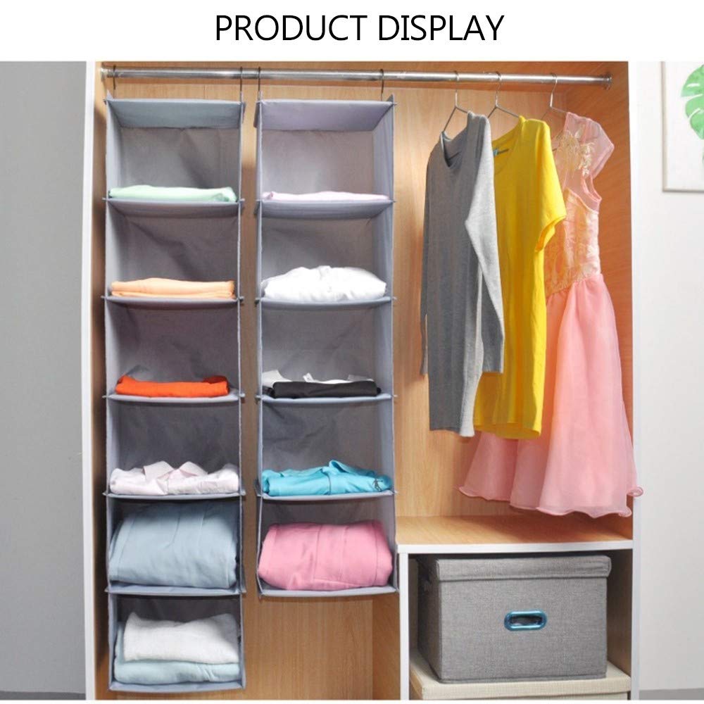 DONGKER 2PCS Hanging Closet Organizer, 2- Layer Foldable Storage Closet Underwear Storage Bag with 2 Hooks for Clothes Storage