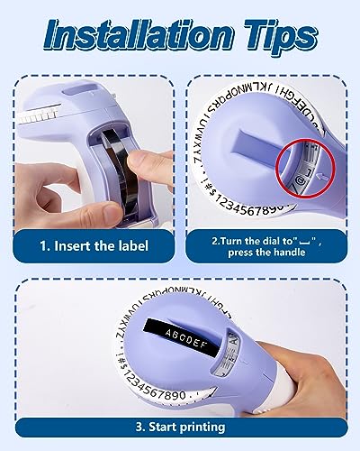 Msudoku Embossing Label Maker Machine with Tapes, 3D Embosser Gift, Portable Handheld Embosser Machine with 6 Rolls Embossed Label for Craft Cupboard and Other Home DIY Use, Purple Labeler