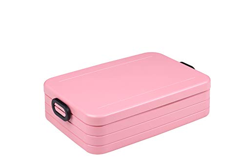 MEPAL, Bento Detachable Lunch Box Large with 2 Compartments for Food Storage and a Fork, Portable, BPA Free, Nordic Pink, Holds 1500ml|51 oz, 1 Count