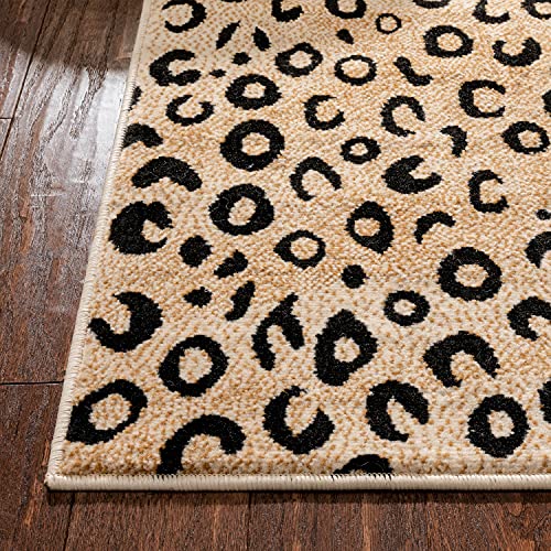 Well Woven Dulcet Leopard Black Ivory Animal Print 7'10" x 9'10" Area Rug