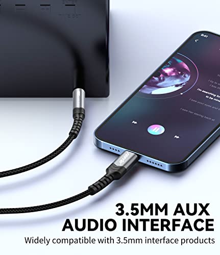 FONVOi AUX Cord for iPhone 【4 Feet,MFi Certified】 Lighting to 3.5mm AUX Cord for Car,Compatible with iPhone 14/13/12/11/XR/ipad/ipod to car Stereo/Speaker/Headphone