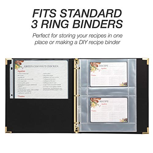 Samsill Recipe Card Page Protectors for 8.5 x 11 Recipe Binder, 4 x 6 Pockets, 2 Pockets, 50 Count, Recipe Book Pocket Page Refill Sheets, Side Margin Loading, for 8.5 x 11 Standard 3 Ring Binders