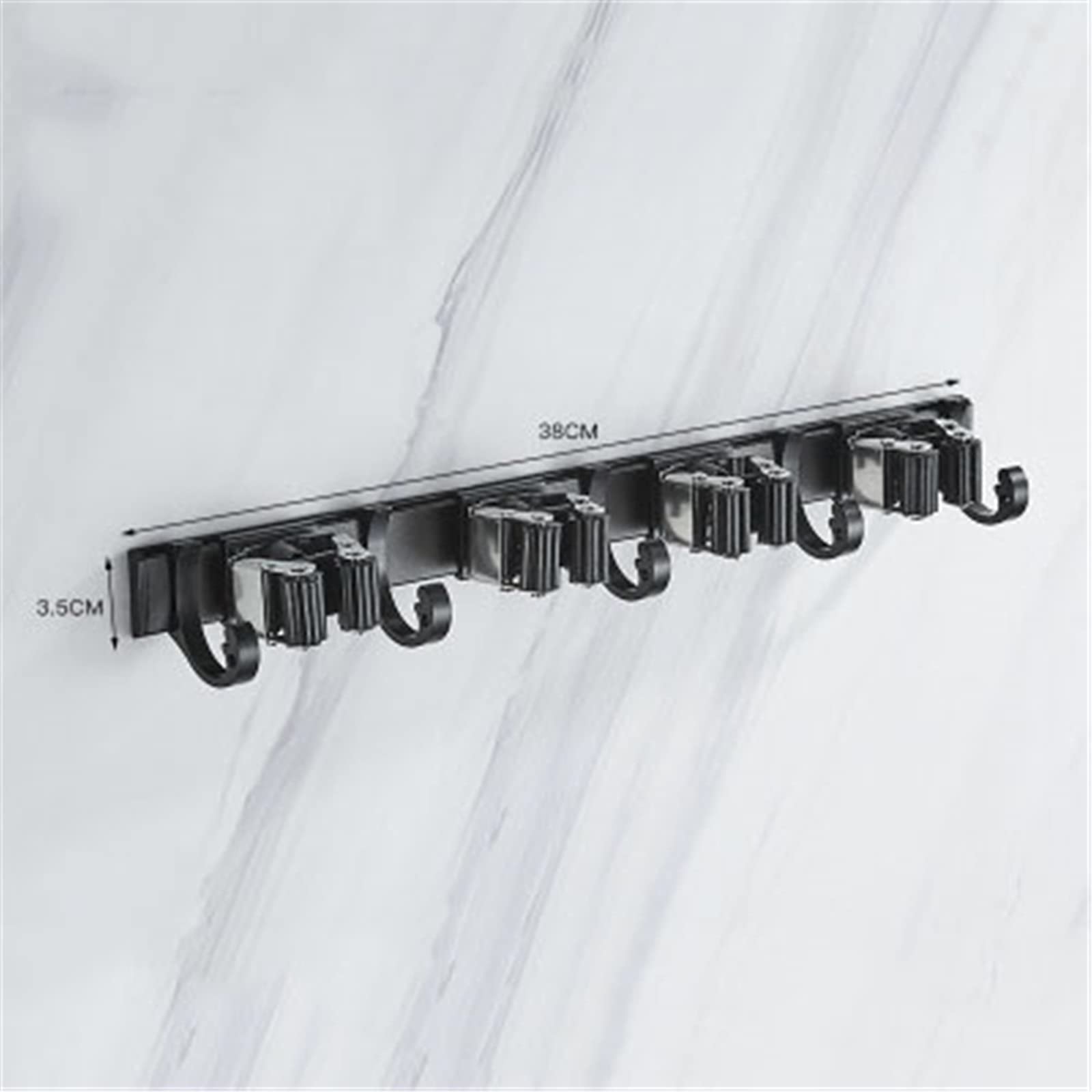 IHIPPO Broom Mop Holder Broom Mop Holder Wall Mount Stainless Steel Wall Mounted Mop Organizer Tools Hanger with 4 Racks 5 Hooks for Kitchen Bathroom Garden Closet Office for Toilet Garage