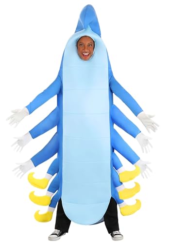 Fun Costumes Caterpillar Costume for Adults, Bug Costume, Blue Jumpsuit, Insect Outfit Dress-Up for Halloween Small