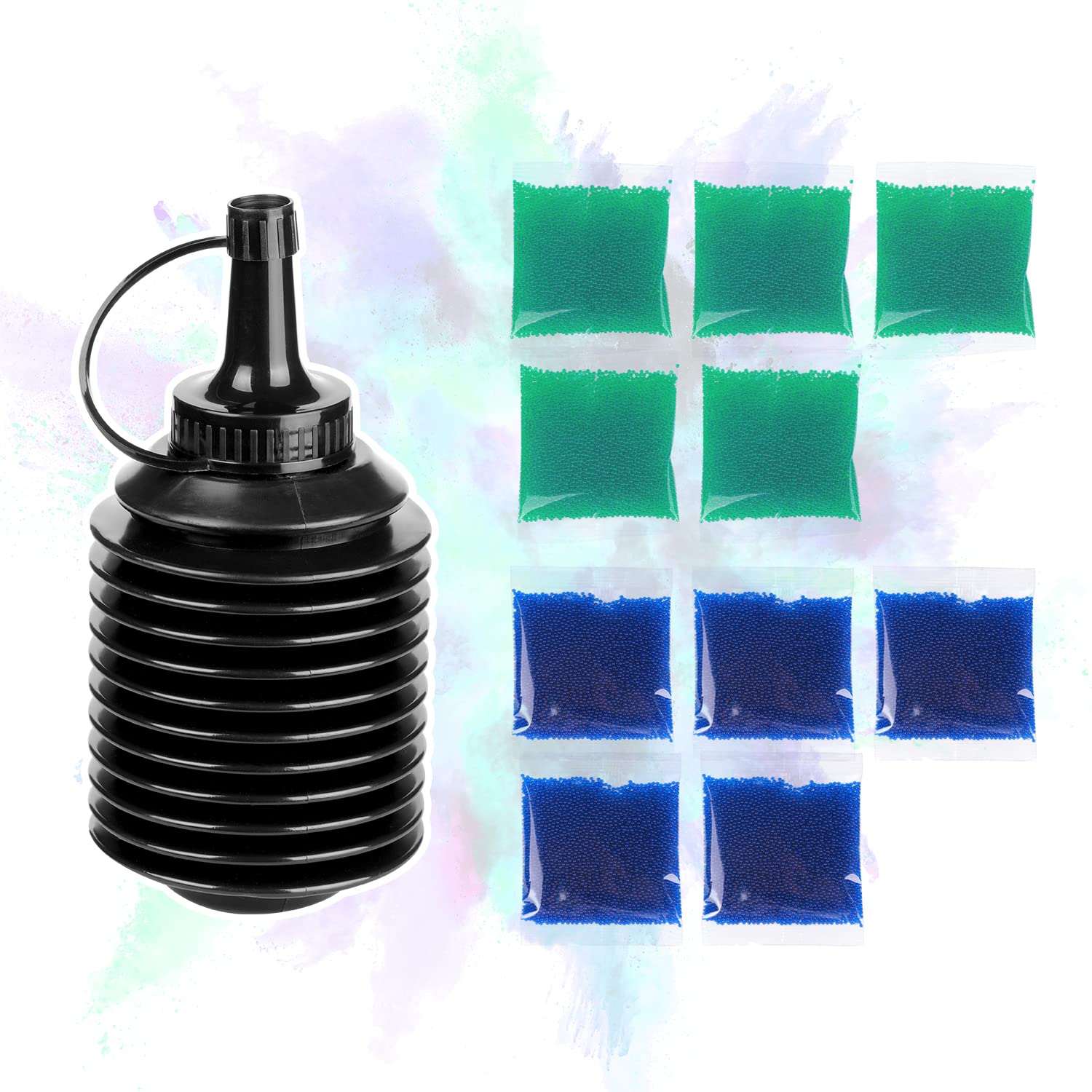 Dimgamo Gel Balls Blaster Ammo (7-8 mm,10 Packs,10000 Pieces Per Pack), Non-Toxic Eco-Friendly Water Beads,Green/Blue Colourā¦