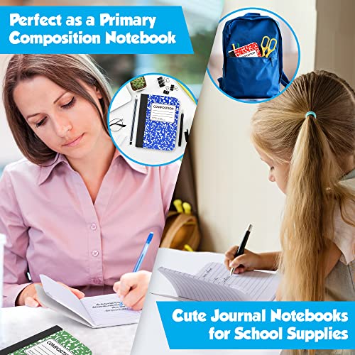 Mini Composition Notebooks, Mini Composition Books Bulk, Small Pocket Notebook, for Kids Students College Office, Pocket Size Journaling Notebooks, 4 Colors, 4.5 x 3.25 inch, 80 Sheets/Book (12 Pack)