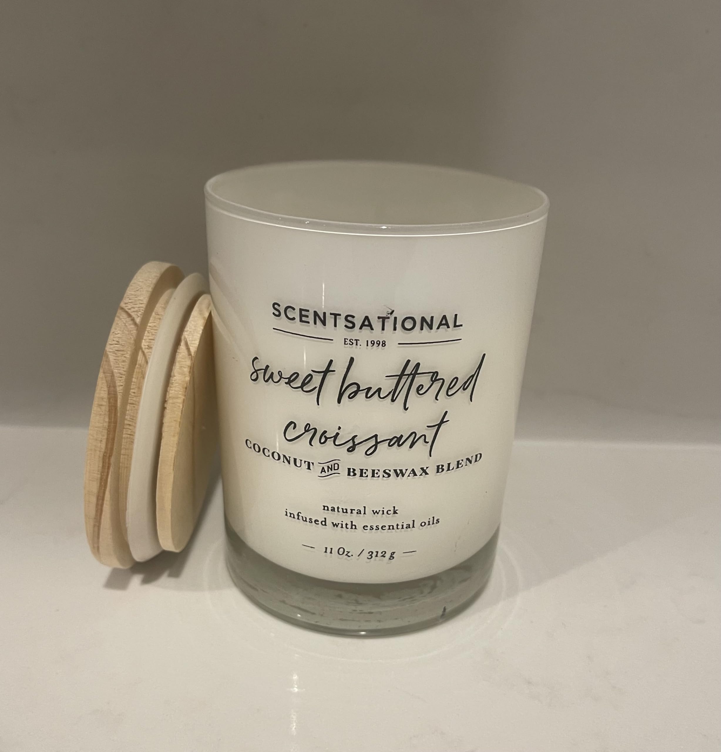 Scentsational Sweet Buttered Croissant Coconut and Beeswax Blend Candle, 11 oz