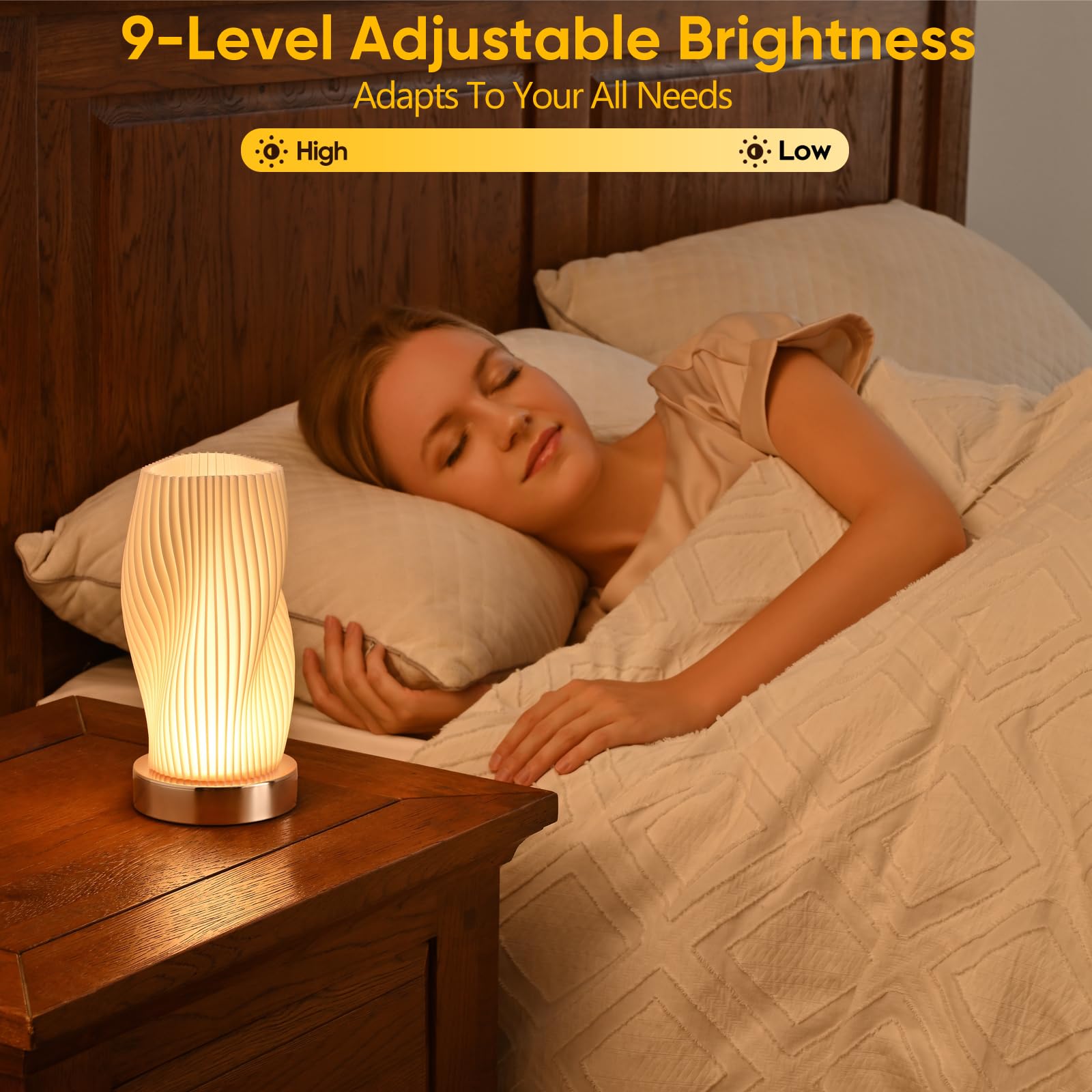 Ekkiploi Bedside Lamps for Bedroom-Button Control Metal Small Table Lamp 12 Way Dimmable Nightstand Lamp Gold Mini Modern Lamp for Living Room, Dorm, Kids Room, Office