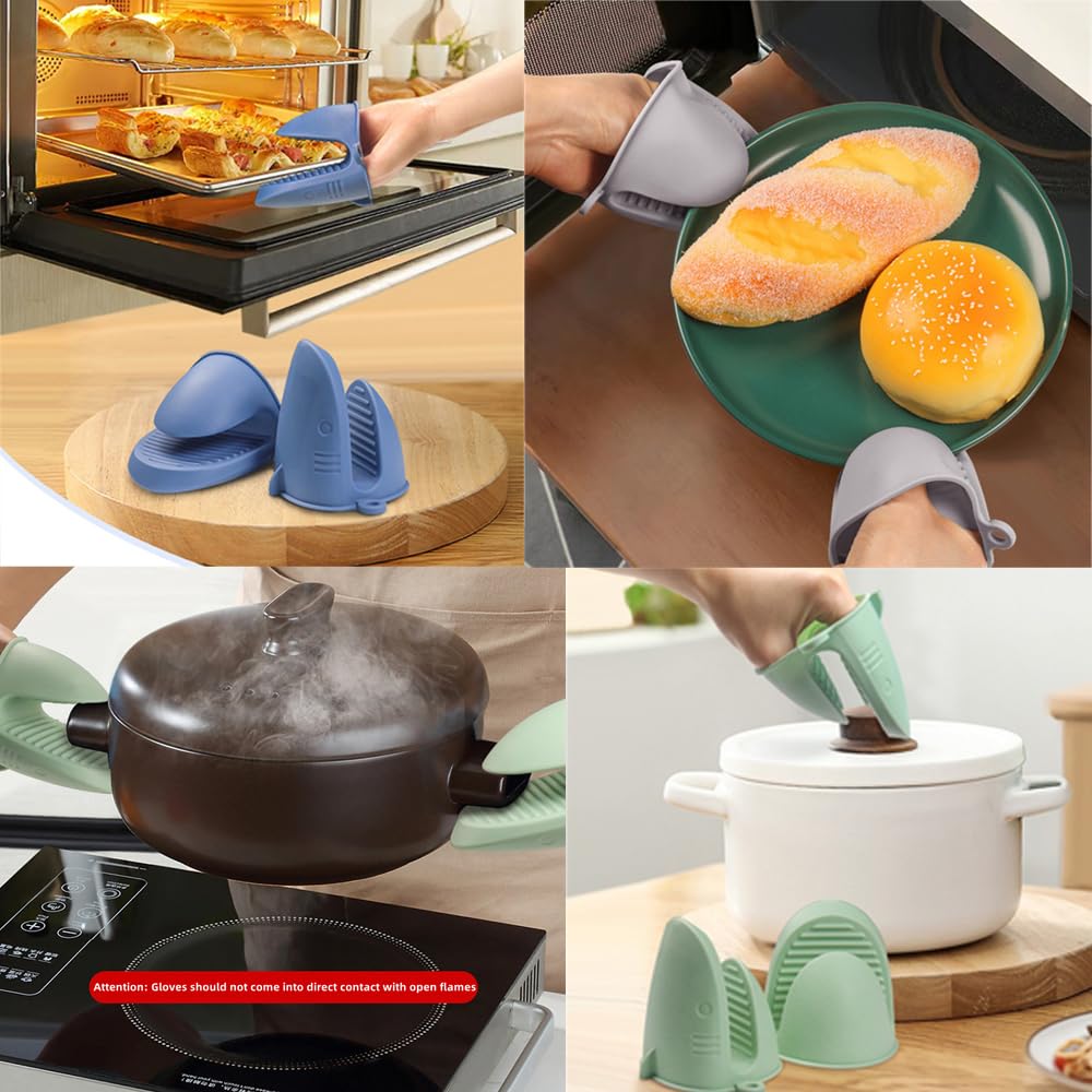 Oven Mitts,Mini Oven Gloves Silicone Heat Resistant Cooking Pinch Mitts Potholder for Air Fryer Kitchen Cooking & Baking (Grey)