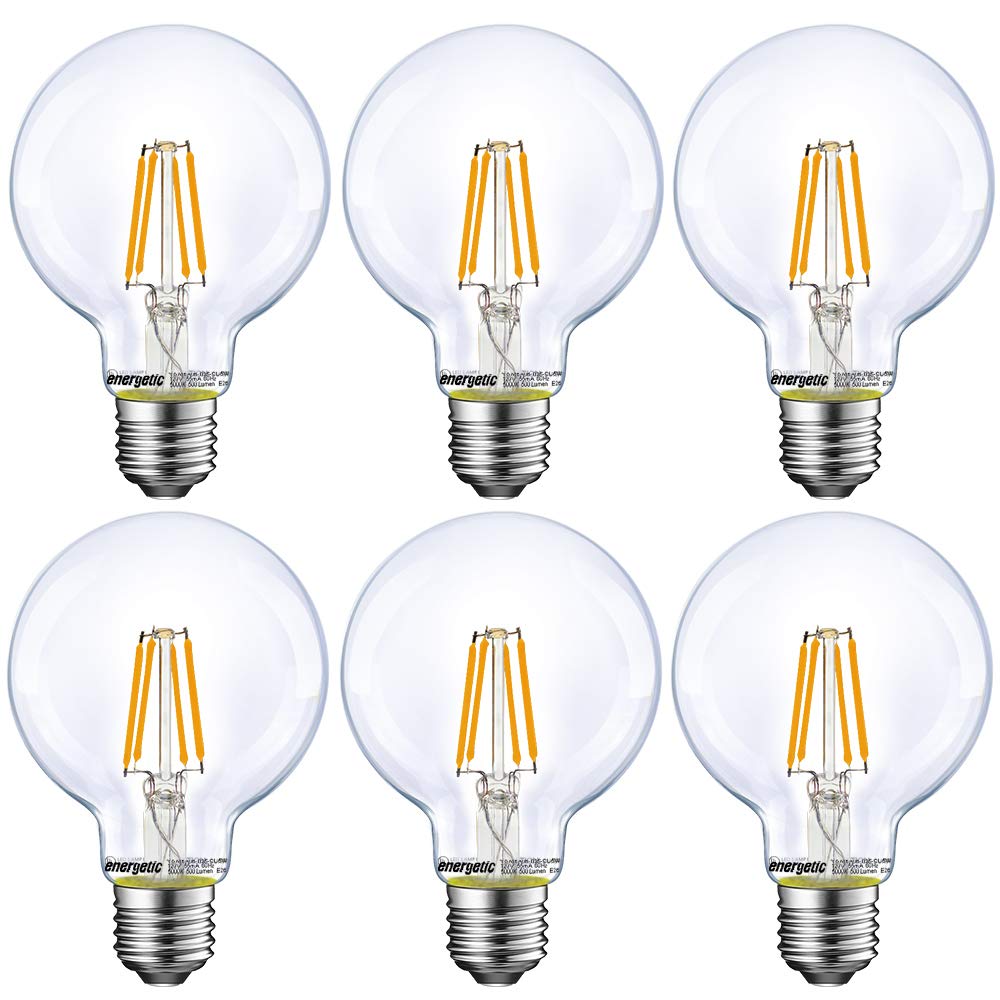 Dimmable LED Globe Light Bulb, G25 LED Vintage Light Bulb, 60W Equivalent, 500Lumens, 2700K Soft White, E26 Base, UL Listed, 6-Pack