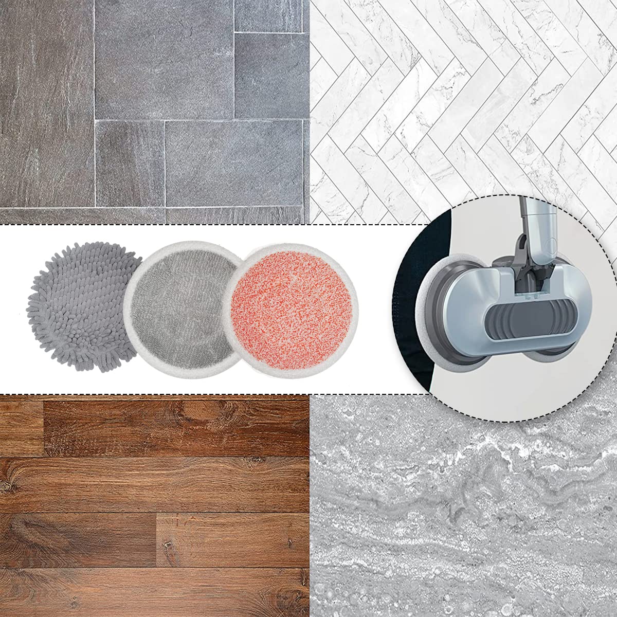 Home Times Steam Mop Pads,Floor Specialized Mop Cloth Set for Shark S7000,S7001,Shark S7000 AMZ Vacuum Machine Reusable Pads (2 Heavy Scrub Pads+2 Scrub Pads+2 Soft Pads)