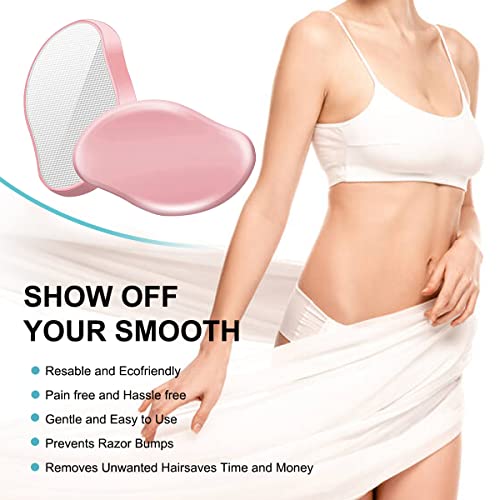 Upgrade Crystal Hair Eraser for Women and Men, Magic Crystal Hair Remover Reusable Painless Exfoliation Hair Removal Epilators Tool, Magic Hair Eraser for Arms Legs Back (Pink)