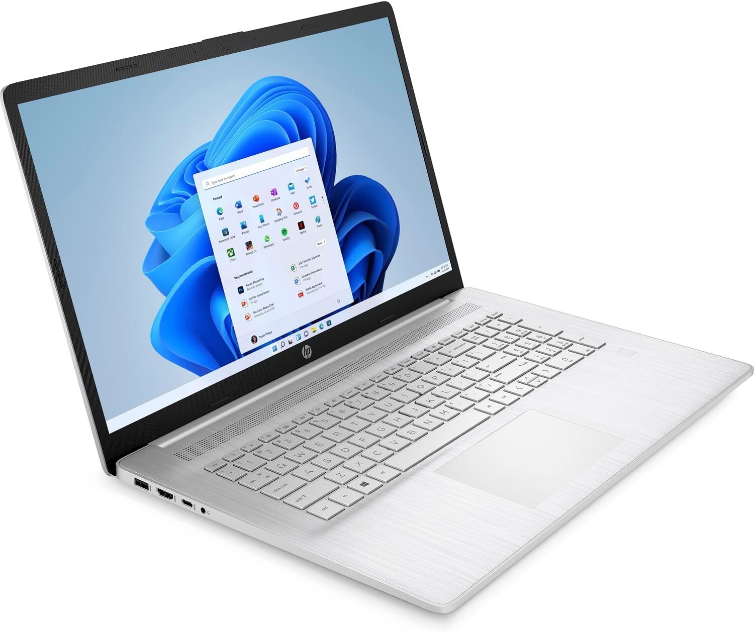HP 17-CN0051DS 17.3-Inch Laptop FHD IPS Display Intel Celeron N4120 4GB DDR4 RAM 128GB PCIE SSD Computer Storage UHD Graphics 600 USB C HDMI Windows 11 Home Anti-Glare Natural Silver (Renewed)
