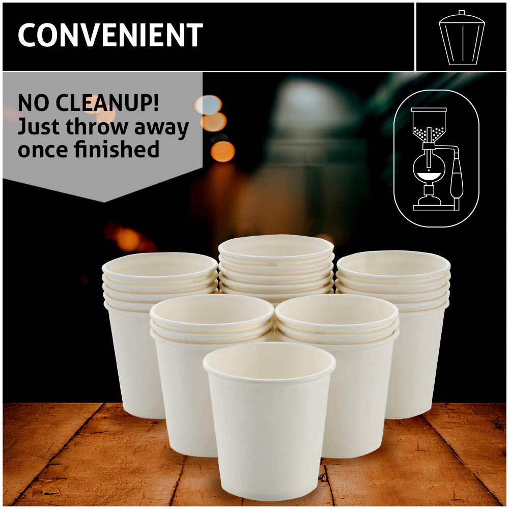 DOBI [200 Pack] 4 oz. Espresso Paper Cups - Small Disposable White Hot Paper Coffee Cups for Espresso, Macchiato, Cortado and More