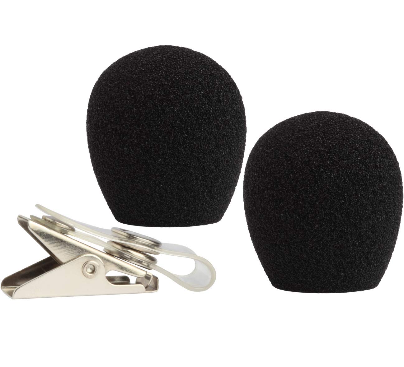 Shure RK318WS Black Foam Windscreens and Clothing Clip for All WH10, WH20 Headworn Microphones, Set of 2