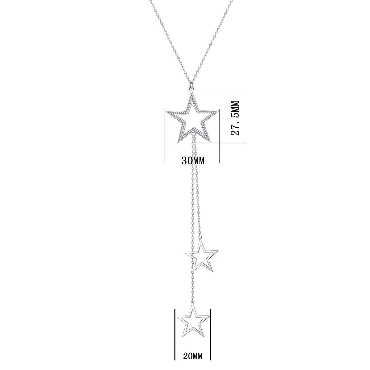 DAOCHONG S925 Sterling Silver Long Stars Statement Necklace Pendant for Women Chain Sweater Jewelry