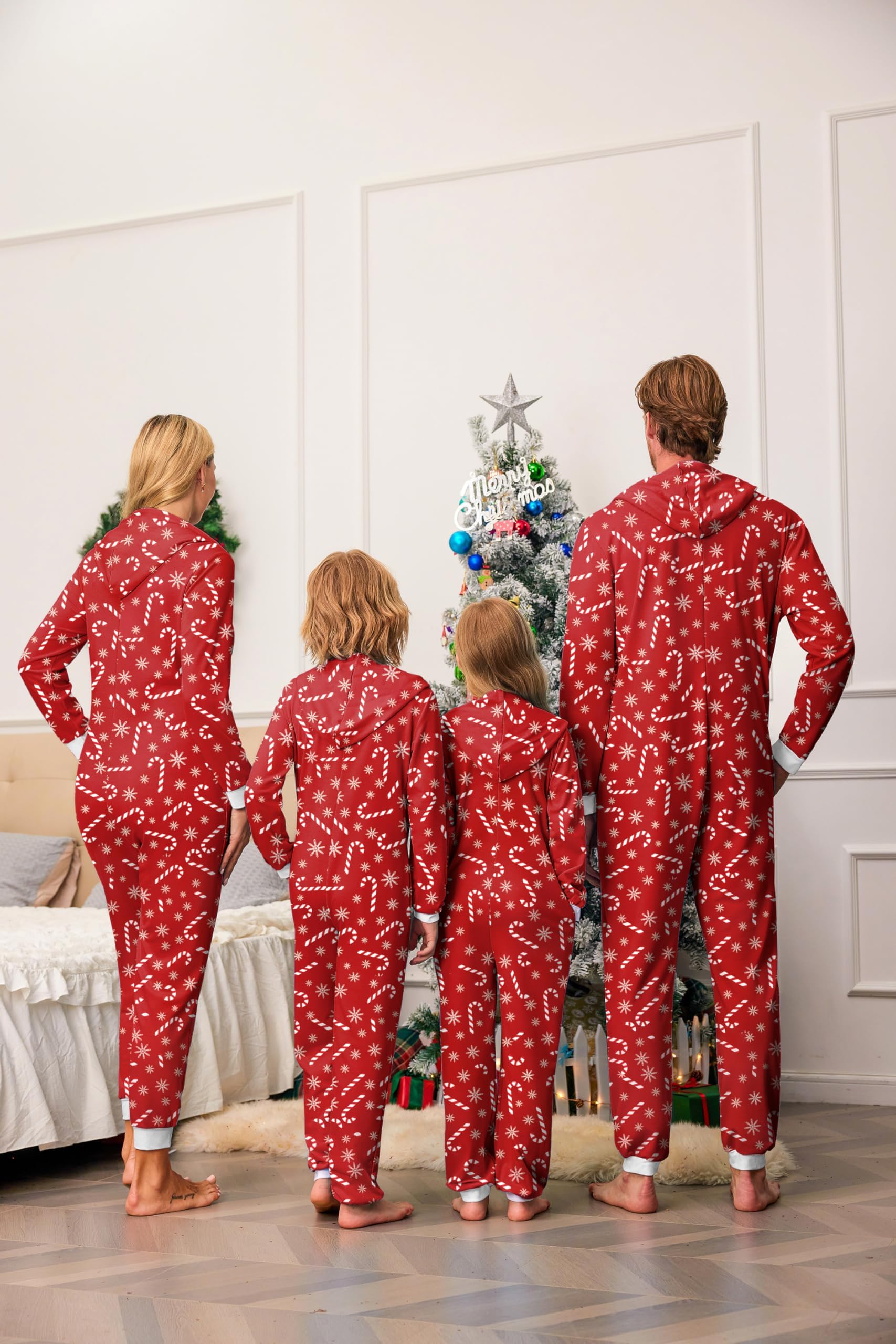 Ekouaer Christmas Matching Family Onesie Pajamas Long Sleeve Thermal One Piece Pajamas with Button