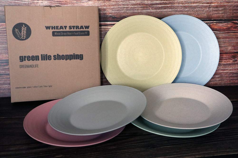 greenandlife Dishwasher & Microwave Safe Wheat Straw Plates,Bowls,Cups Set.
