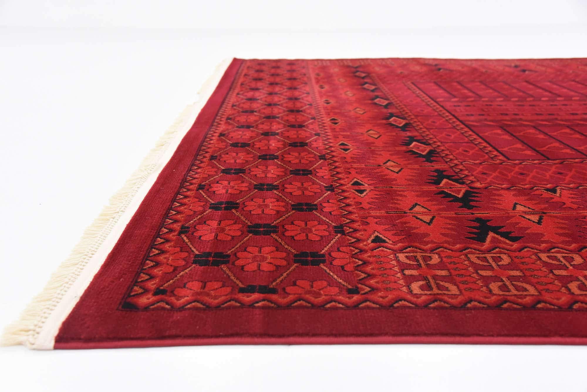 Unique Loom Tekke Collection Over-Dyed Saturated Traditional Torkaman Area Rug, 9 x 12 ft, Red/Black