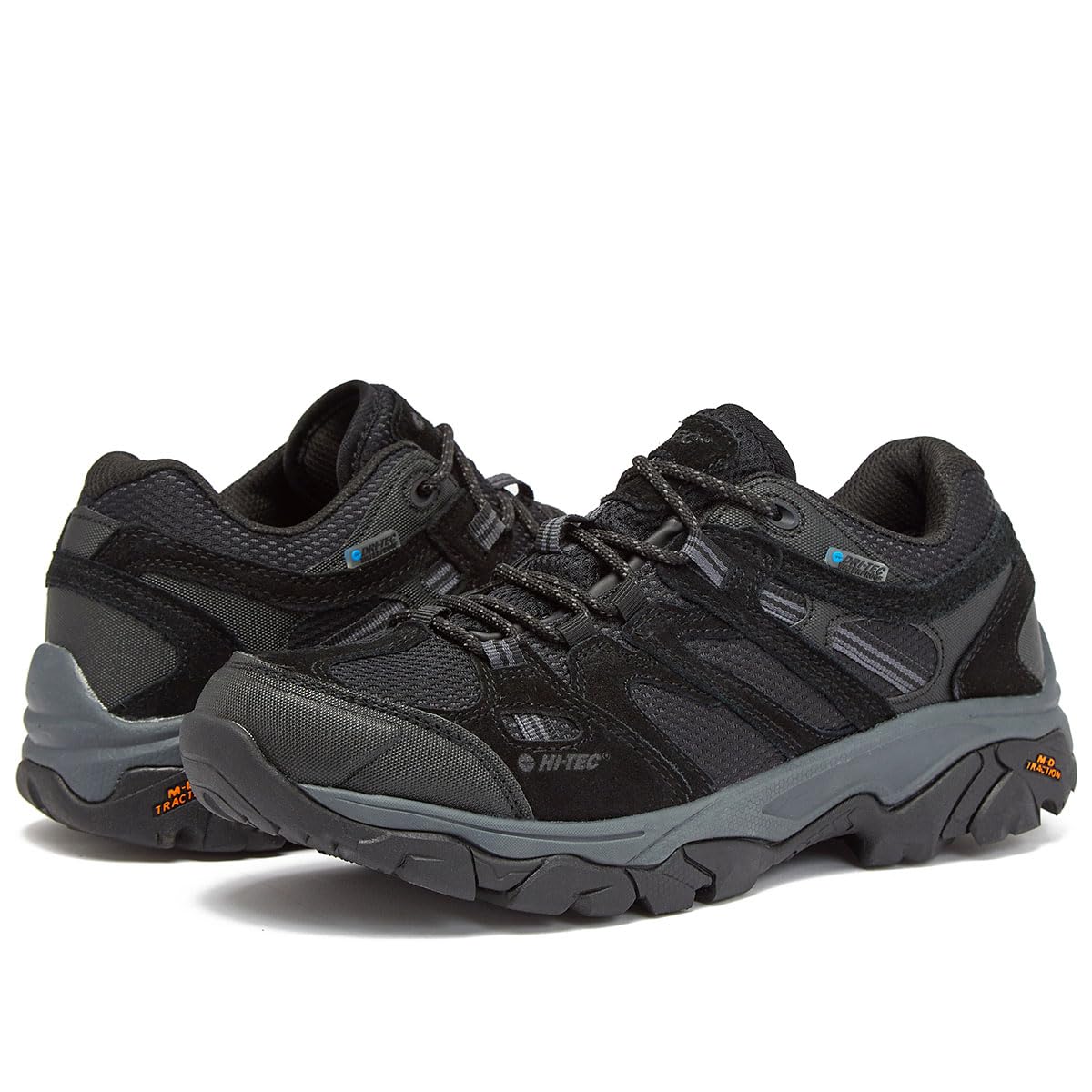 HI-TEC Ravus WP Low Waterproof Hiking Shoes for Men, Lightweight Breathable Outdoor Trekking and Trail Shoes - Dark Grey, 10.5 Medium