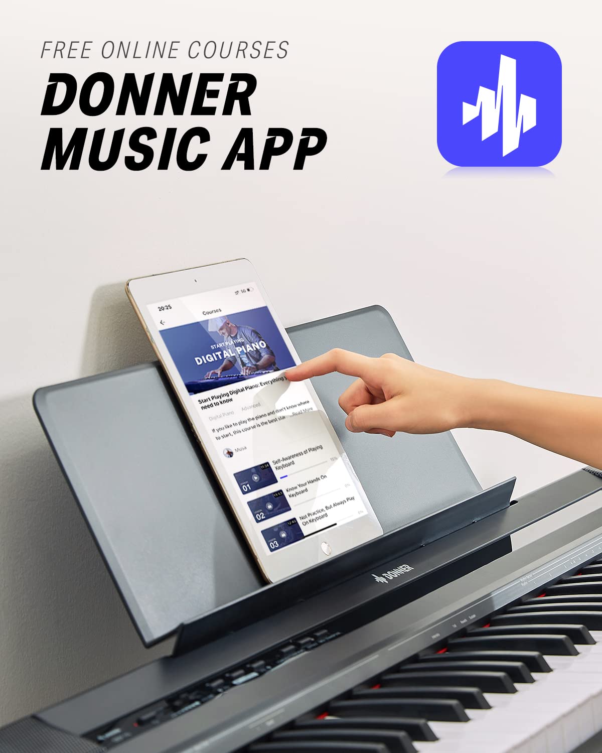 Donner DEP-10 Digital Piano 88 Key Semi-Weighted, Full-Size Electric Piano Portable Keyboard for Beginners, with Sustain Pedal, Power Supply
