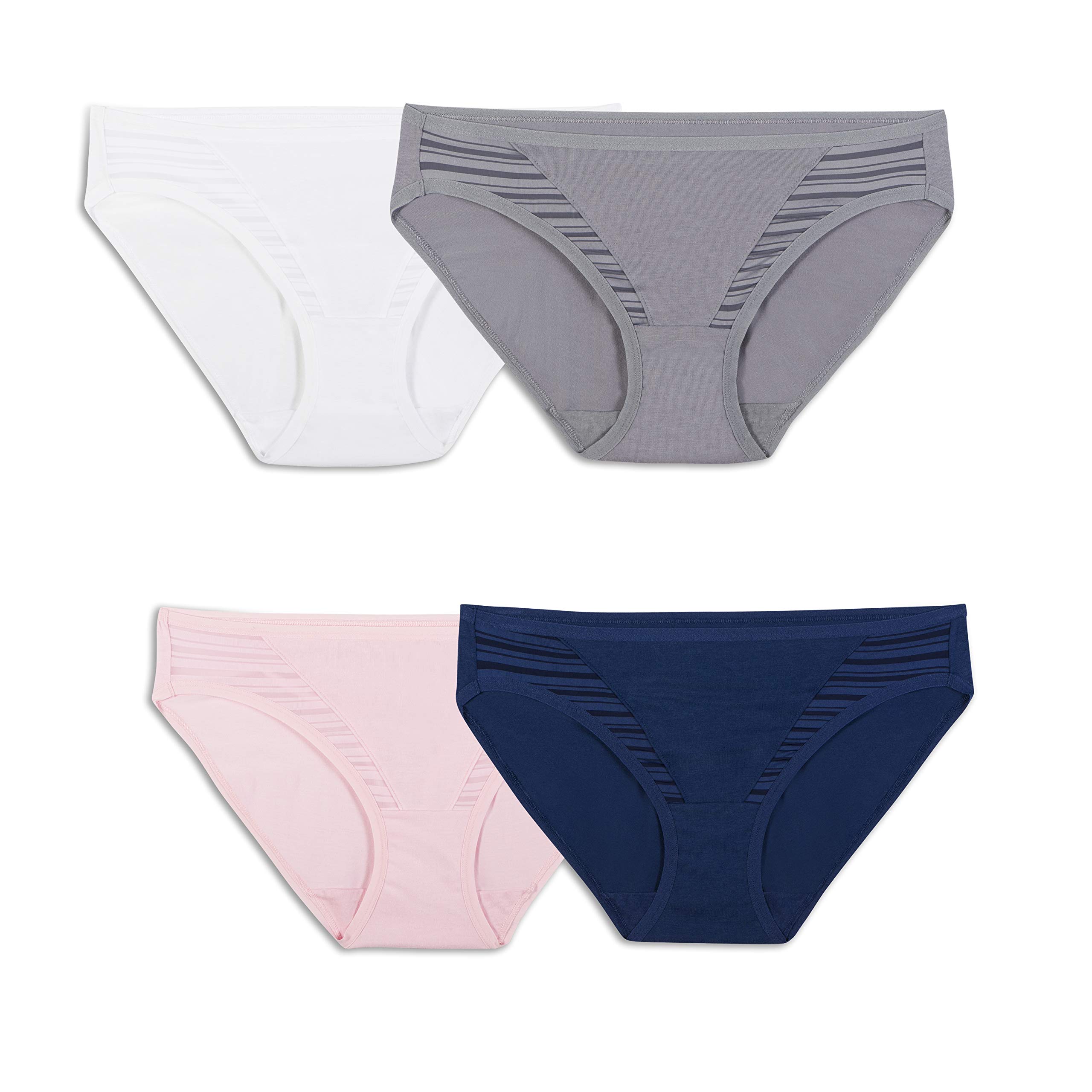 Fruit Of The Loom Womens Breathable Underwear, Moisture Wicking Keeps You Cool & Comfortable, Available Plus Size Bikini, Coolblend - Bikini - 4 Pack - Colors May Vary, 7 US