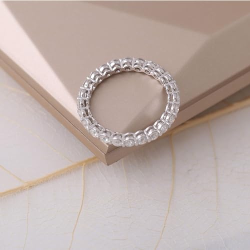 DovEggs Solid 10K White Gold 1.2CTW 2.5mm G-H-I color Moissanite Eternity Engagement Ring Wedding Band for Women (7.5)