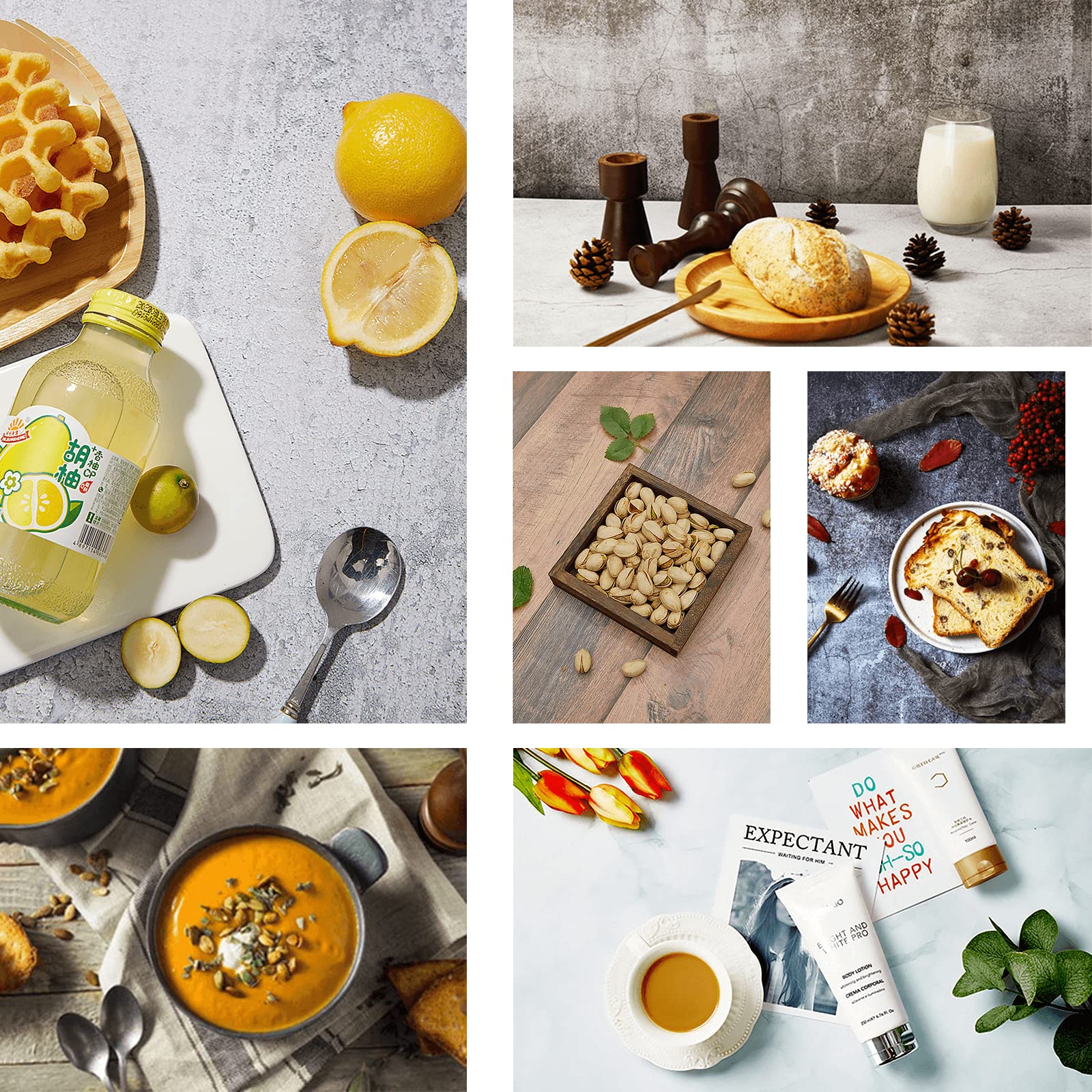 Food Photography Backdrops with Stand | 7PCS 14Patterns 22x34in | Product Photography Background Paper | Table Photography Backdrops