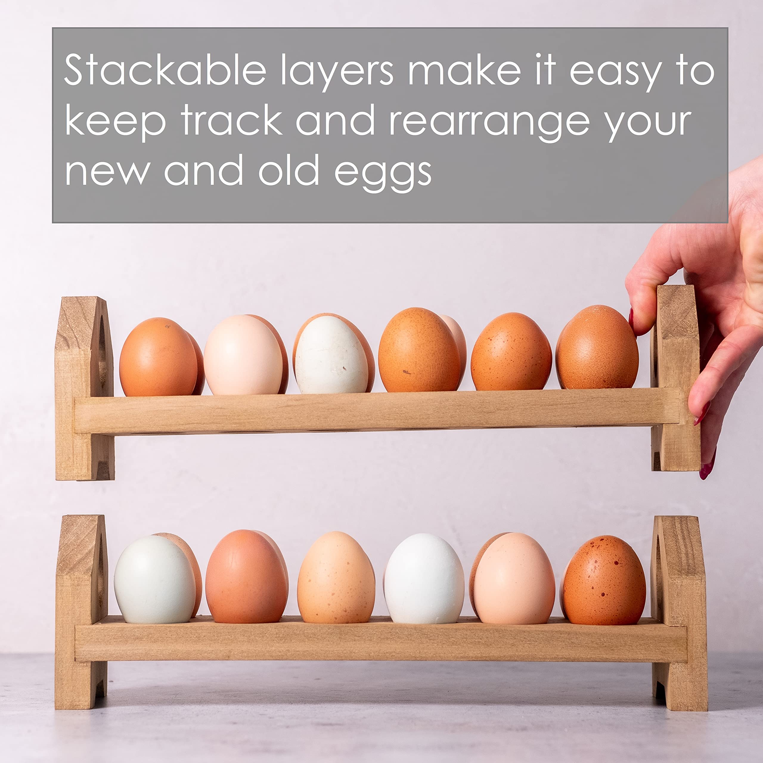 Farmhouse Stackable Wood Egg Holder l Egg Storage l Fresh Egg Storage l Wooden Egg Holder l Wooden Egg Rack l Wood Egg Carton l Egg Tray (1)