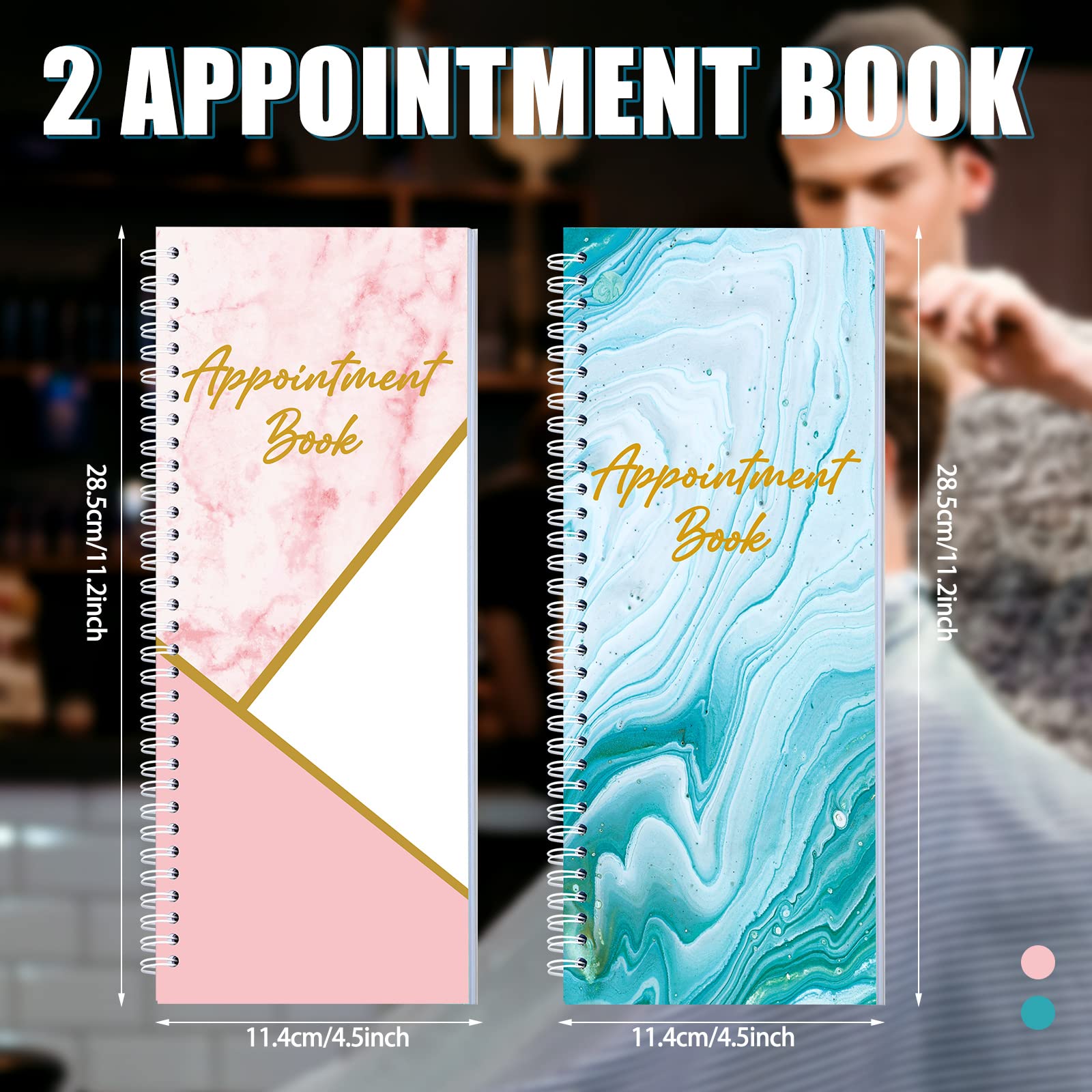 Gersoniel 2 Pieces Undated Appointment Book Schedule Day Planner Salon Appointment Book 2024 Hairstylist Weekly Appointment Planner for College Office Home Schedule Supplies, 11.2 x 4.5 Inches