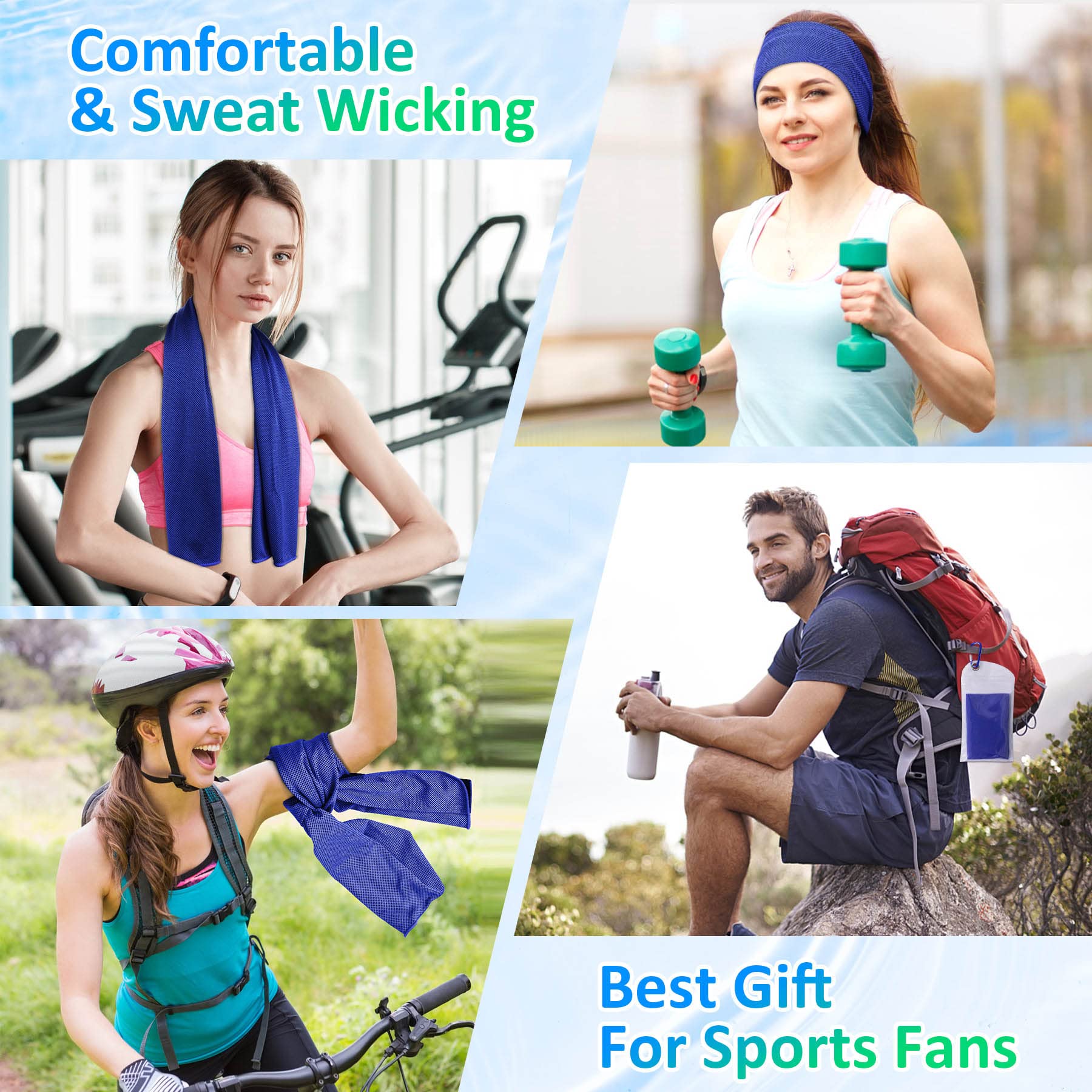 ExTowel Excellent Cooling Towels Neck and Face,(40" x 12") Bulk Ice Towel,Soft Breathable Cooling Towels for Hot Weather,Athletes,Yoga,Gym,Workout,Sports,Camping,Microfiber Cold Towels 4pack