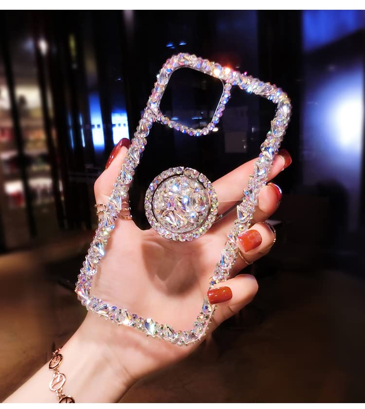 redecarie for Galaxy Note 10 Plus Case,Luxury Bling Glitter Diamond Ring Holder Kickstand Sparkle Crystal Rhinestone Women Girls Kids Clear Protective Phone Cover for Samsung Galaxy Note 10 Plus