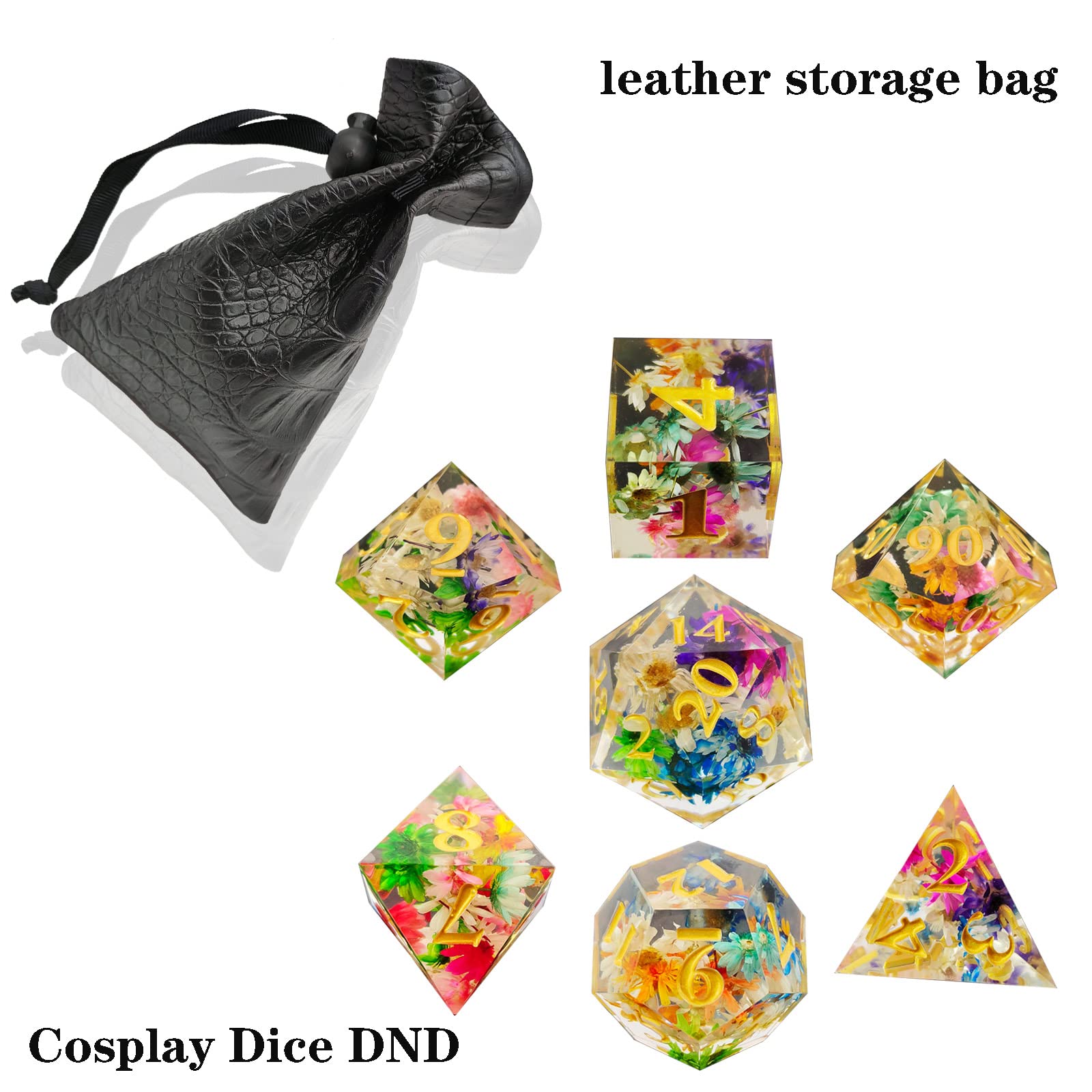 DND Dice Set D&D RPG dice Sets Dungeons and Dragons Polyhedral Resin Dice Bags Sharp Edge Dice Roleplaying Games MTG dice 7 Accessories D4 D6 D8 D10 D12 D20(Suit)
