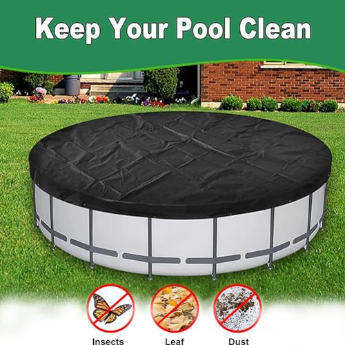 EastVita 24FT Round Winter Pool Cover for Above Ground Pools with Drawstring Design Solar Covers Protector Hot Tub Cover Black
