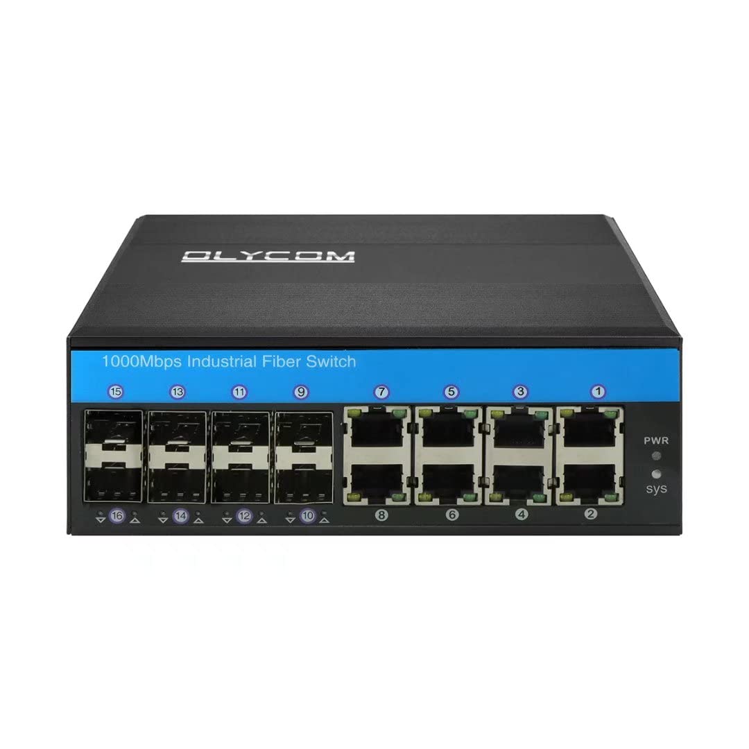 OLYCOM POE Switch 8 port Managed Outdoor Switch L2 10/100/1000M 8 Port SFP with Din Rail Mounted Vlan QoS STP/RSTP