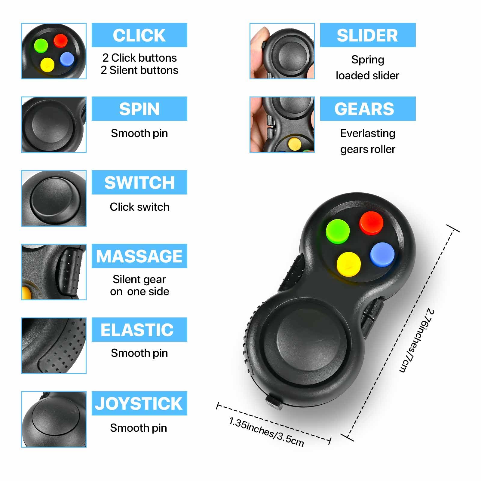 Dr.Kbder 5Pcs Fidget Toys Adults Set, Autism Sensory Pack with figette Cube Magnetic Rings Pad ADHD Stress Relief for Kids Teen, Cool Gadget Desk Spinner Christmas Stocking Stuffer