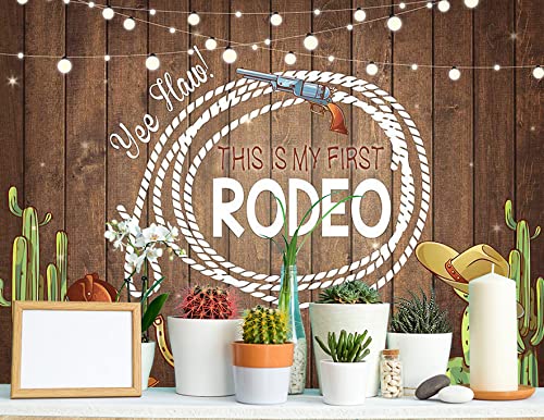 Ticuenicoa 7x5ft This is My First Rodeo 1st Birthday Backdrop Western Cowboy Mexican Cactus Birthday Background for Parties Rustic Wood Baby Shower Backdrops Banner Photo Booth Props