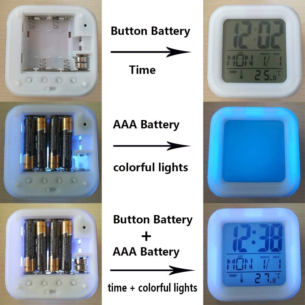 EANGK LED Digital Alarm Clock, for IVE Color Night Light Alarm Clock, Wake Up Sleep, The Alarm Function Has Time, Year, Month, Date, Digital Thermometer, Alarm Clock and Color Night Light