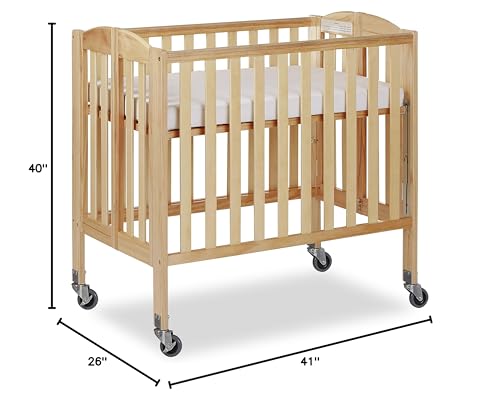 Dream On Me 3-in-1 Folding Portable Crib, Natural, Large
